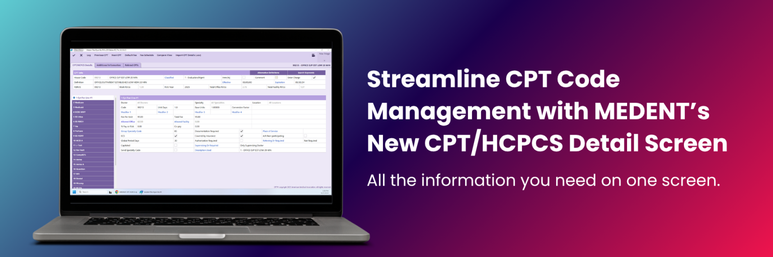 Streamline CPT Code Management with MEDENT's New CPT/HCPCS Detail ...